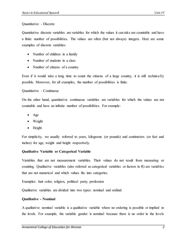 Variables and Scaling Techniques | DOCX
