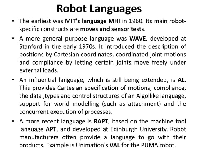 Unit IV.pptx Robot programming and Languages | PPTX