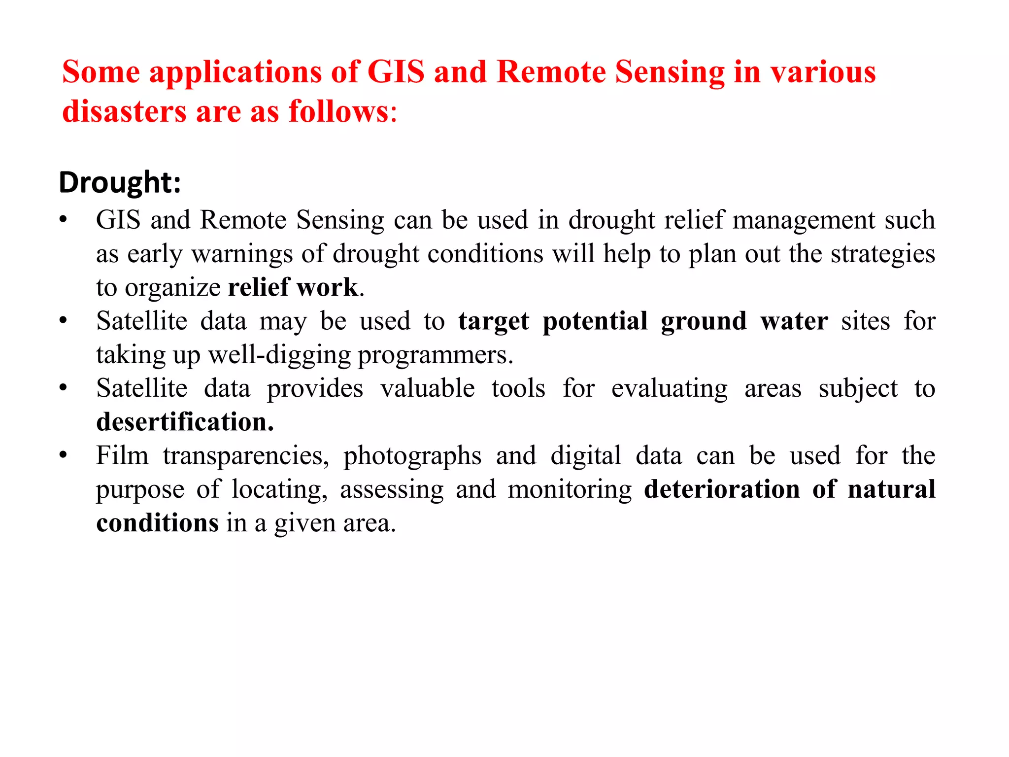 Role of GIS and remote sensing in Disaster Management | PPTX