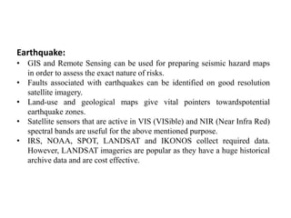 Role of GIS and remote sensing in Disaster Management | PPTX