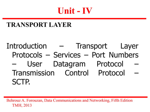 UNIT IV-Transport Layer.pptx | Internet | Computing