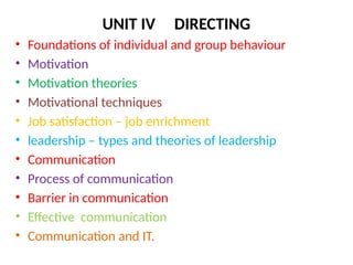 UNIT IV DIRECTING Principles of Management PPT.pptx