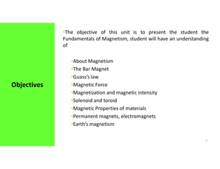 Unit IV_ Fundamentals of Magnetism and application | PPT
