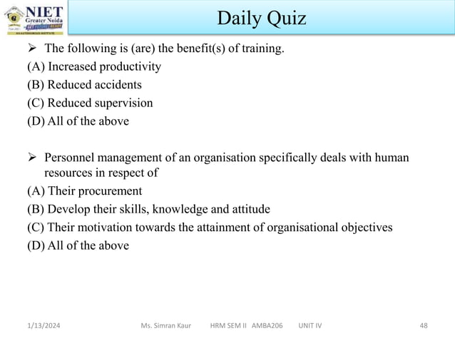 Unit 4 PPT on Human Resource Management | PPT