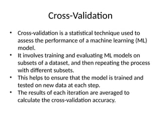 Introduction to Machine Learning Learning Types ML Life Cycle Dataset for ML Data Pre-processing ...