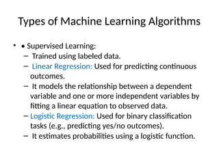 Introduction to Machine Learning Learning Types ML Life Cycle Dataset ...