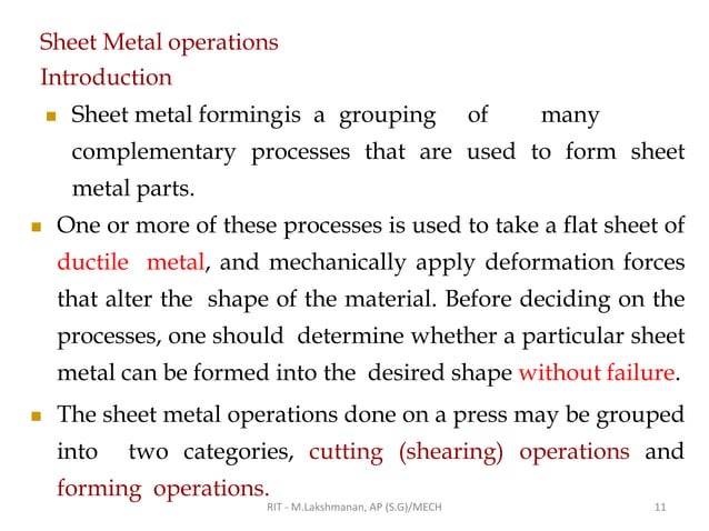 SHEET METAL PROCESSES | PDF