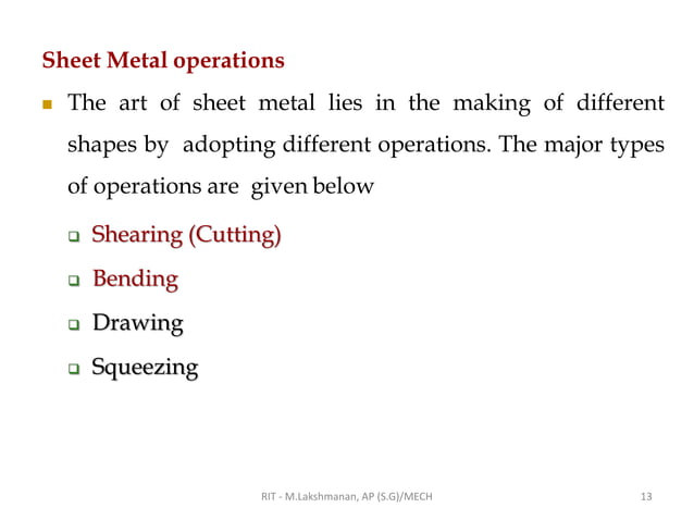 SHEET METAL PROCESSES | PDF