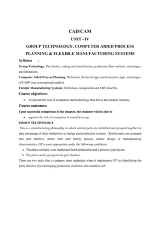Unit IV Learning Material.pdf GROUP TECHNOLOGY | PDF