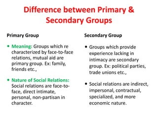Primary And Secondary Groups