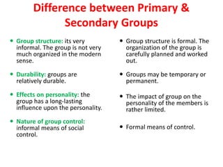 Primary And Secondary Groups