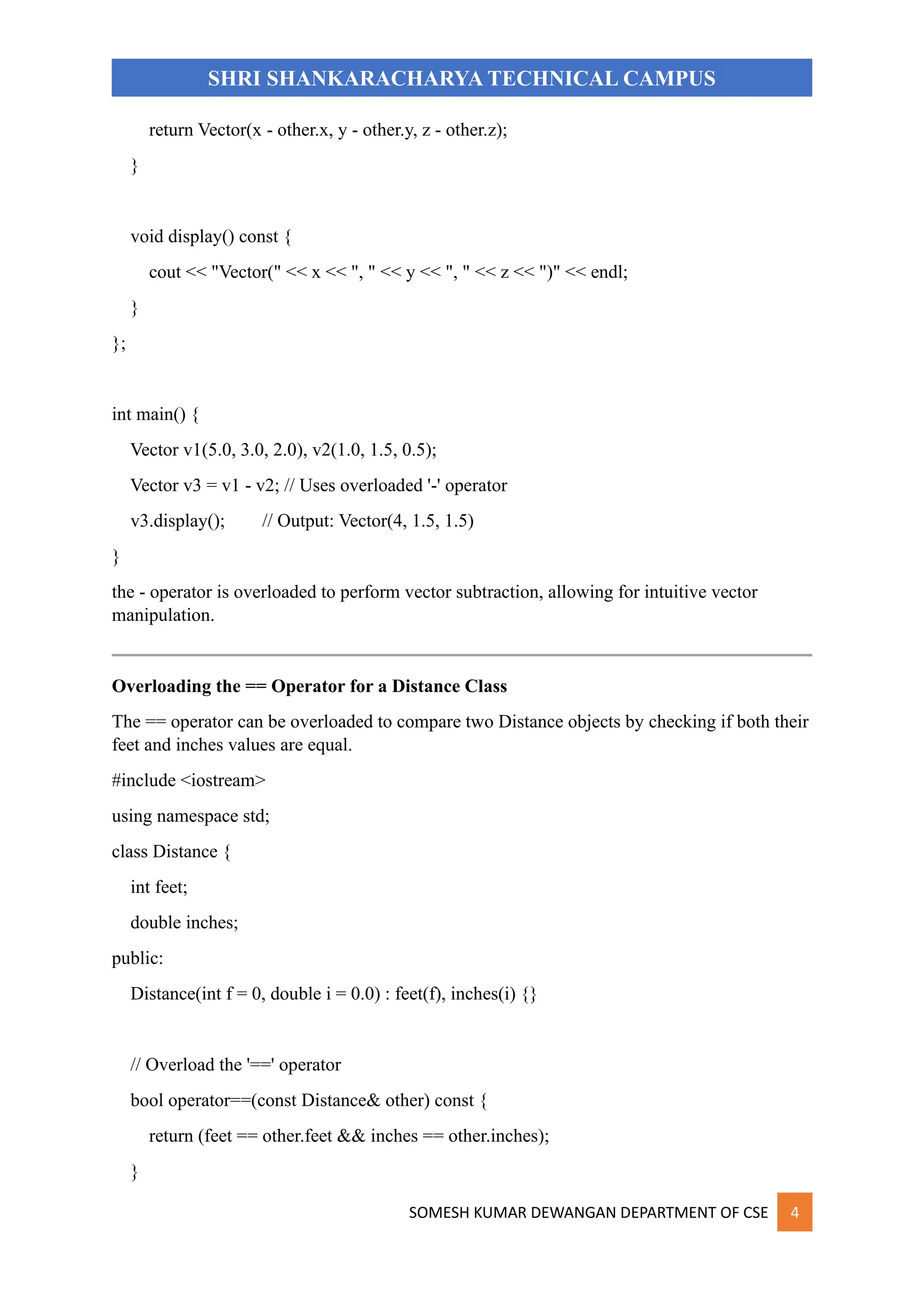 Basics _of_Operator Overloading_Somesh_Kumar_SSTC | PDF