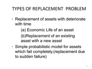 Unit iv replacement and maintenence analysis | PPTX