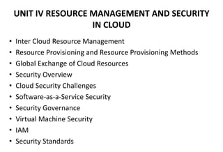 UNIT IV RESOURCE MANAGEMENT AND SECURITY | PPTX