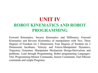UNIT-IV-- Robotics | PPT