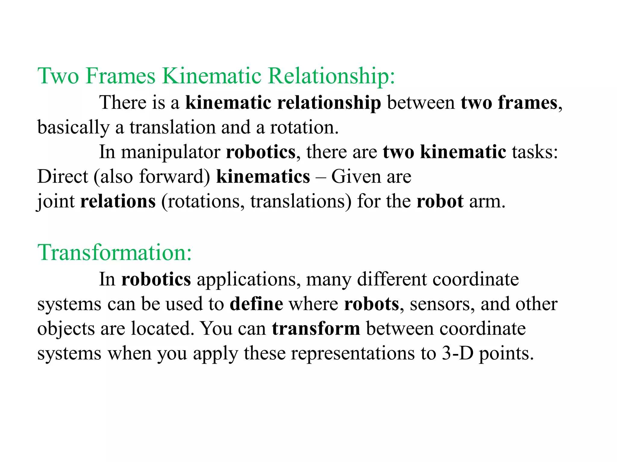 Unit IV robotics-- Kinematics | PDF