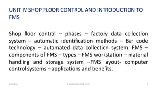 Unit iv Shop floor control and FMS | PDF
