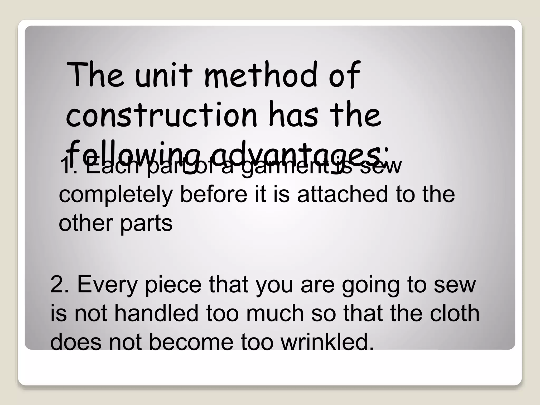 Unit method of Assembling Garment part | PPTX