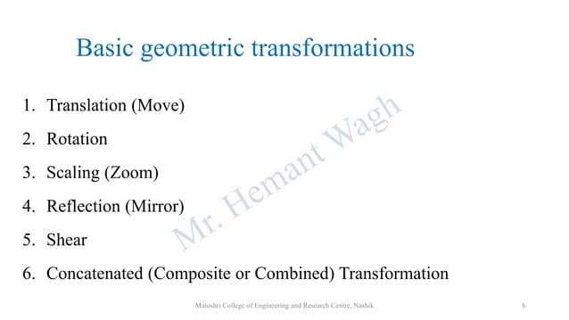 Geometric Transformation | PDF | 3-D Graphics | Computer Software and ...
