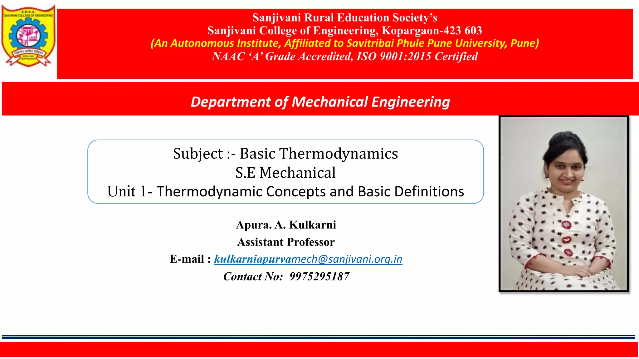 Unit No 1 Thermodynamic Concepts And Basic Definitions Ppt Physics Science