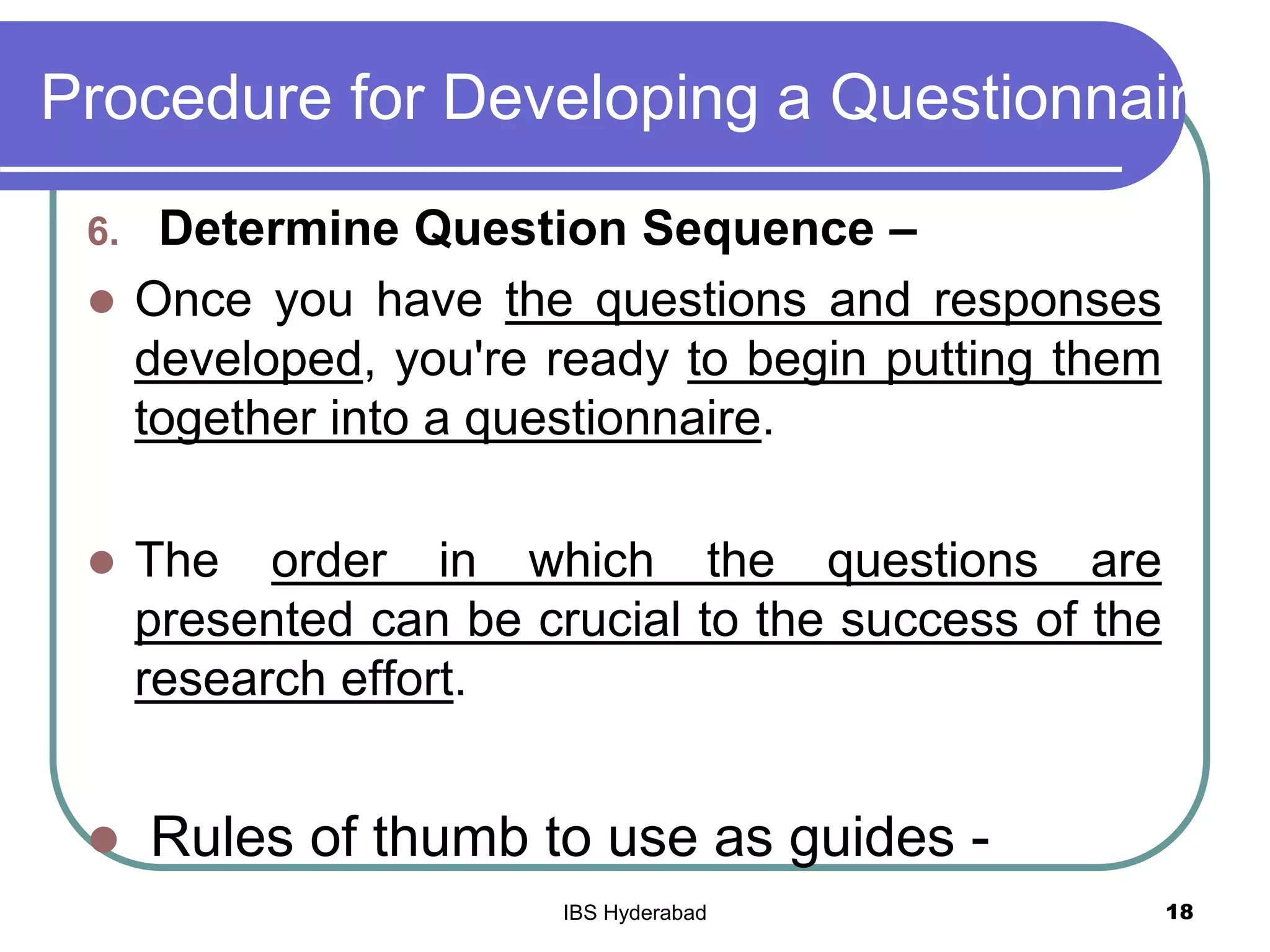 Unit no 08_designing questionnaire | PPSX