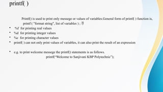 Unit No 2.pptx Basic s of C Programming | PPTX