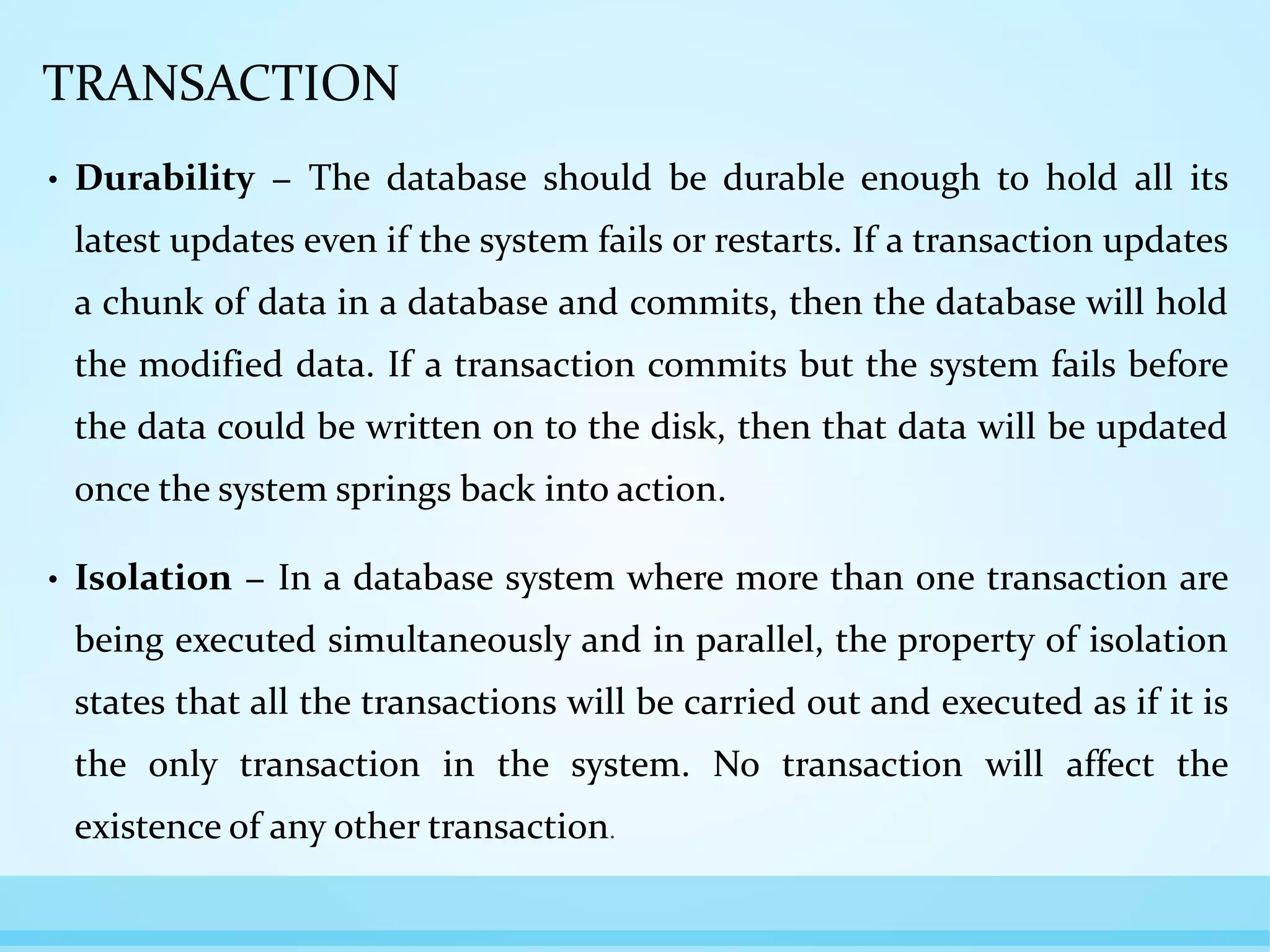 Unit no 5 transation processing DMS 22319 | PPTX