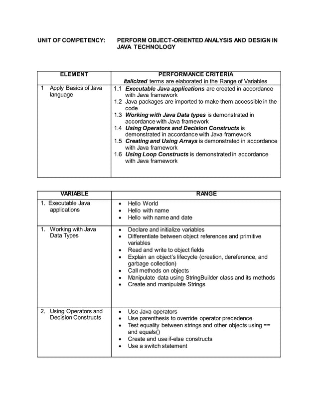 Unit of competency | PDF