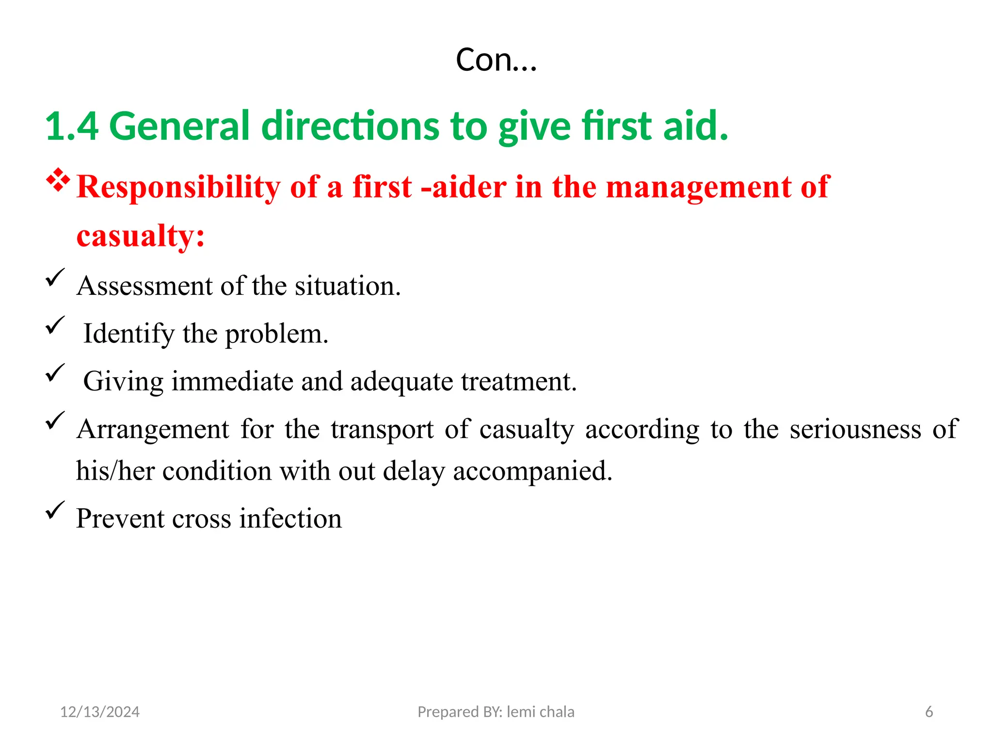 First aid and emergency care unit one presentation | PPTX