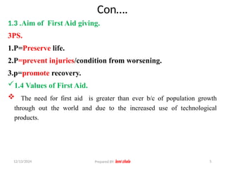 First aid and emergency care unit one presentation | PPT