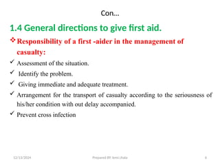 First aid and emergency care unit one presentation | PPTX