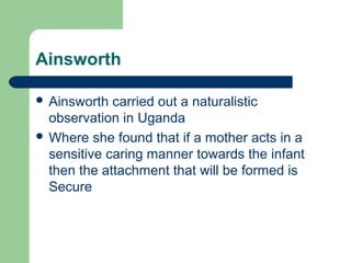 Unit one AQA A Psychology Attachmet Key Studies to know | PPT