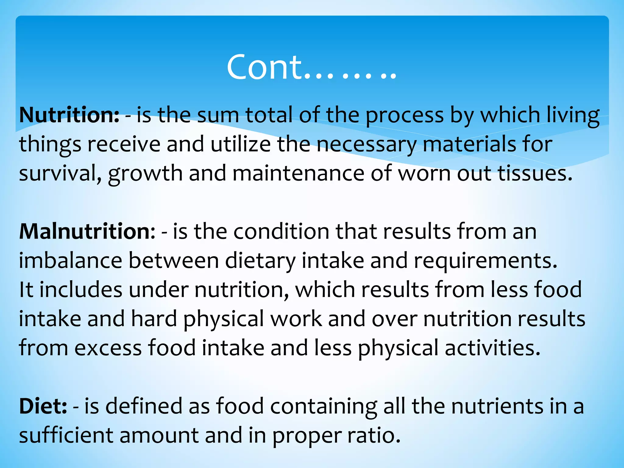 Unit one introduction to nutrition | PPT