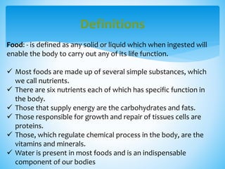 Unit one introduction to nutrition | PPT