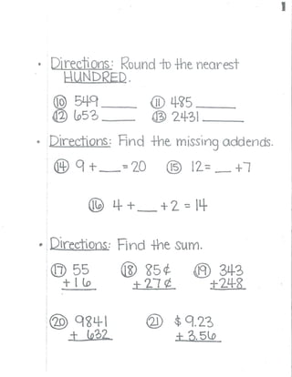 Unit One Math Review | PDF
