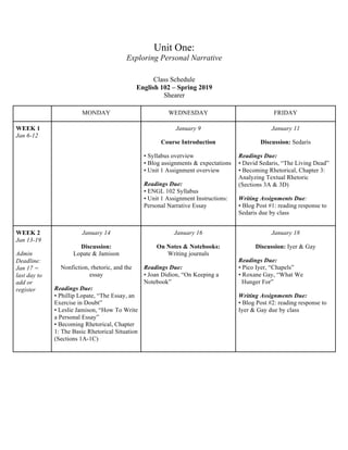 Unit one schedule shearer | PDF