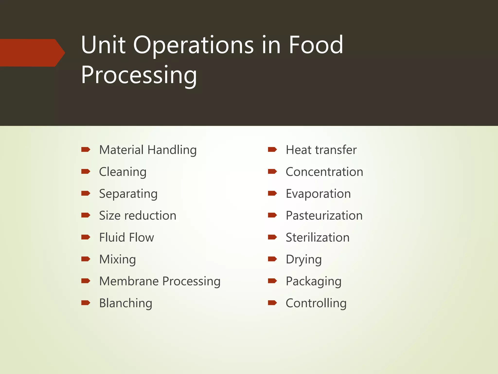 Unit operations in food processing | PPTX