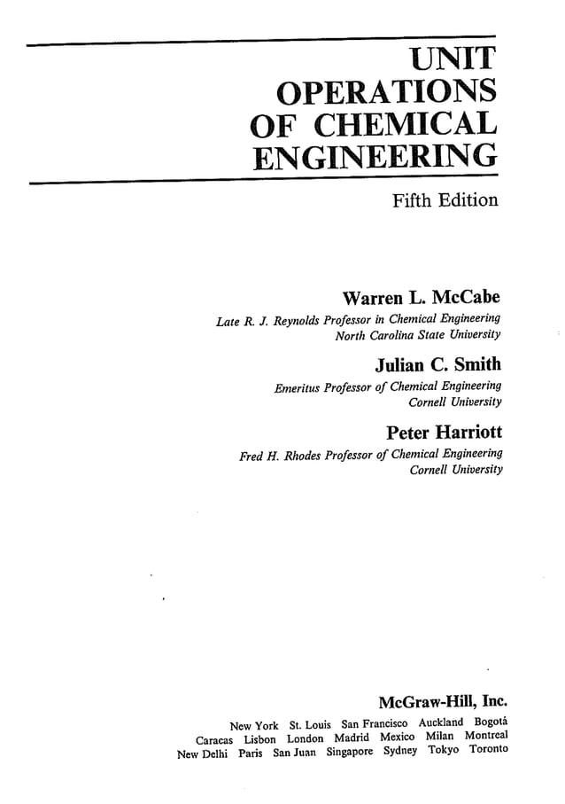Unit operations of chemical engineering, 5th edition. | PDF