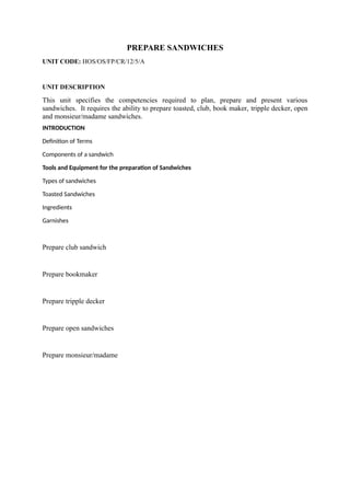 UNIT OUTLINE FOR PREPARE SANDWICHES.docx