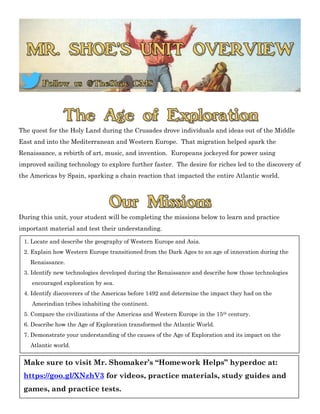 Age of Exploration Unit Overview | PDF
