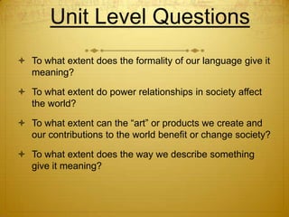 Transformative French Unit Plan | PPT