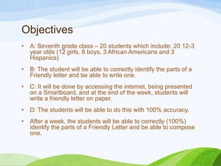 Unit plan - Writing a Friendly Letter | PPTX
