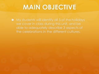 Unit Plan CI 350 | PPTX | National & Civic Holidays | Holidays