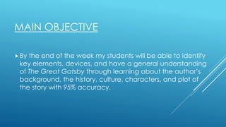 Unit Plan The Great Gatsby | PPT