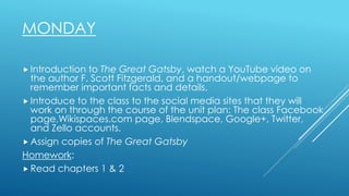 Unit Plan The Great Gatsby | PPT