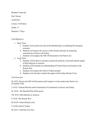 Unit plan 2 overview | PDF