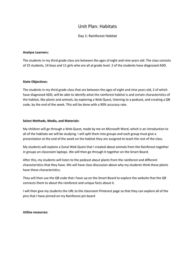 Unit plan assure 1 | PDF