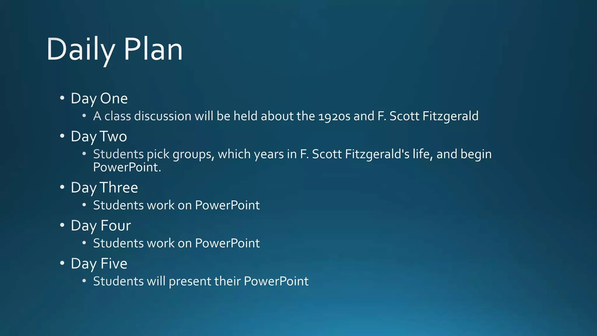 F. Scott Fitzgerald Unit Plan | PPTX