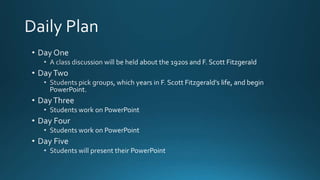 F. Scott Fitzgerald Unit Plan | PPTX