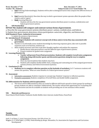 Unit plan government week 1 | DOC